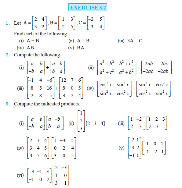 Matrices Class 12 NCERT Solutions