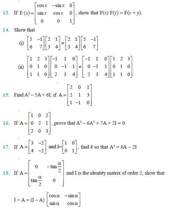 Matrices Class 12 NCERT Solutions Matrices Class 12 NCERT Solutions
